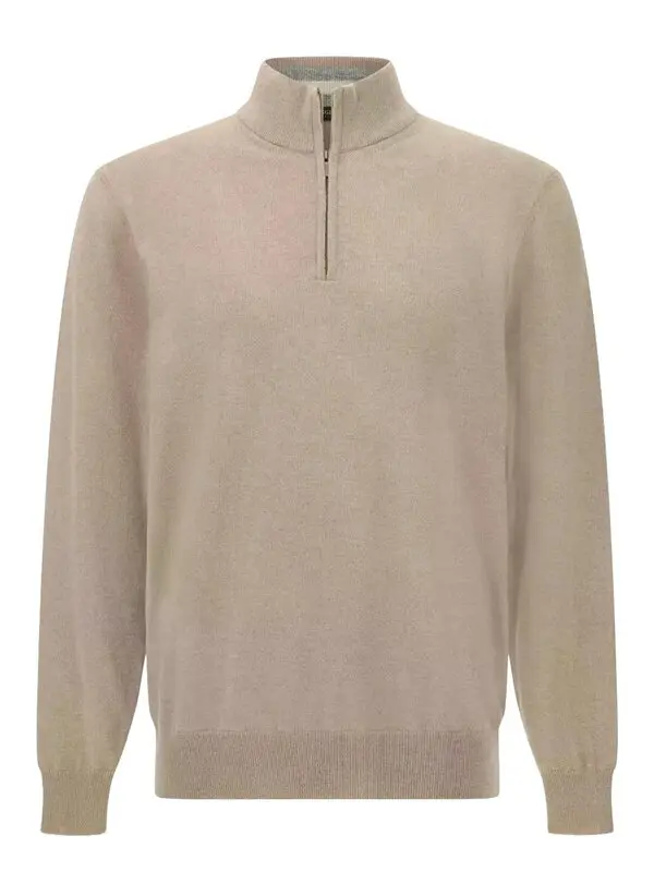 Boggi Milano Cashmere Blend Half Zip Jumper - Neutrals