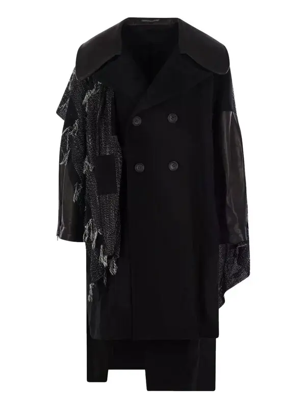 Yohji Yamamoto Leather-panel Coat - Black