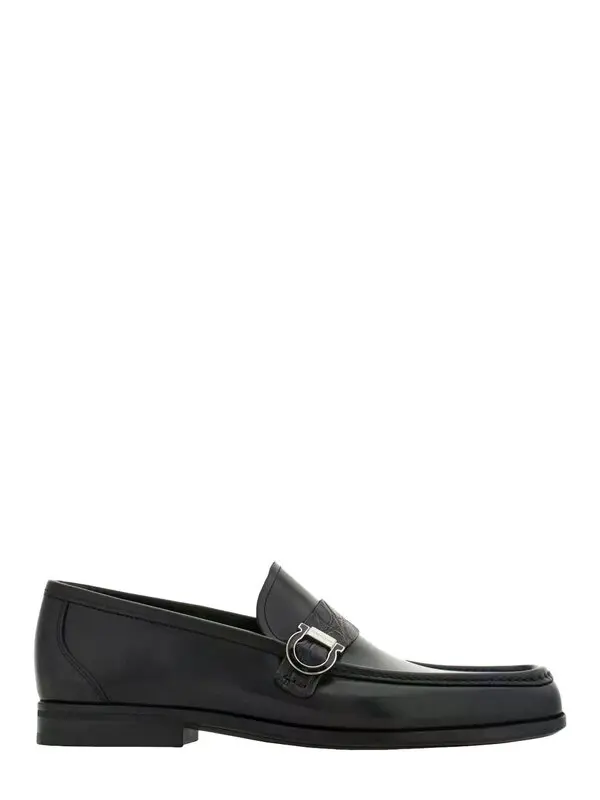 FERRAGAMO Gancini Saddle-strap Loafers - Black
