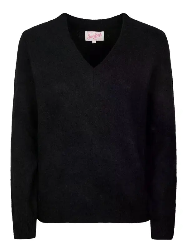 MC2 SAINT BARTH V-neck Long Sleeve Sweater - Black