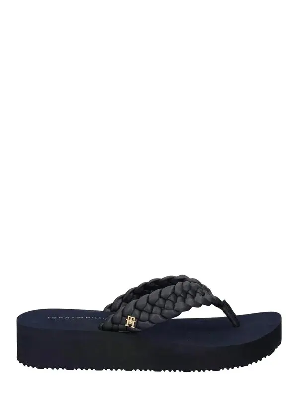 Tommy Hilfiger 38mm Braided Platform Flip-flops - Blue
