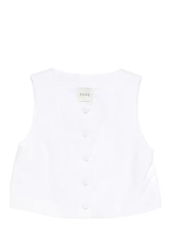 Posse Rio Button Vest Top - White