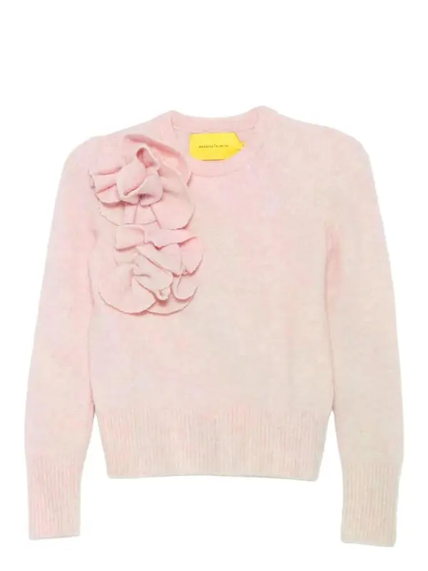 MARQUES' ALMEIDA Ruffled Flower Crew-neck Sweater - Pink
