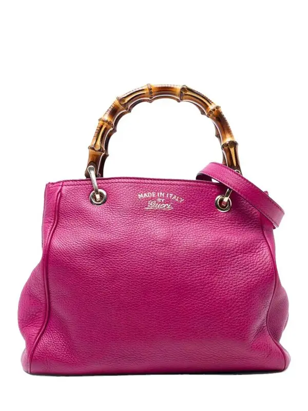 Gucci Small Calfskin Bamboo Shopper Satchel - Pink