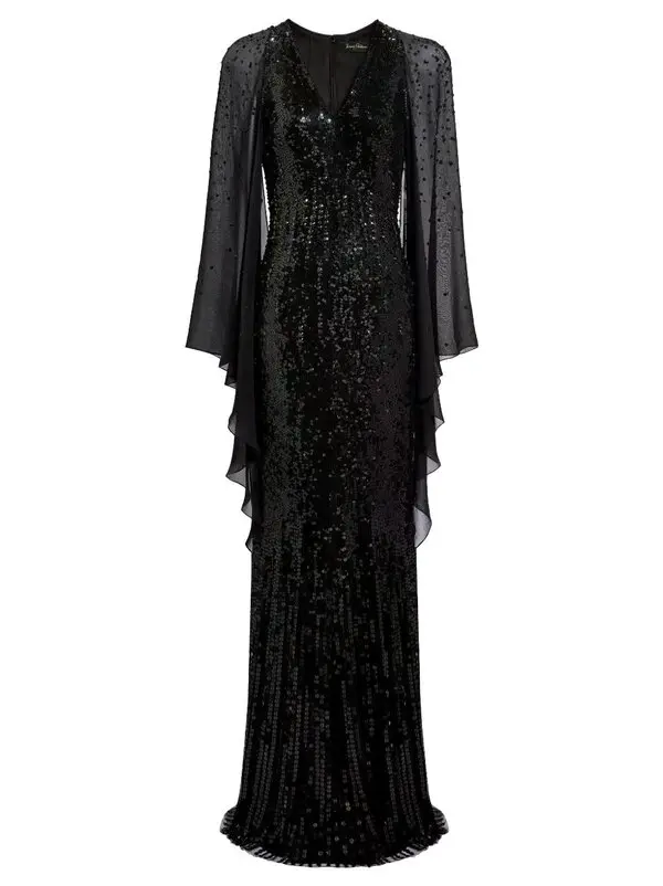 Jenny Packham Lyrical Sequin Embellished Gown - Black