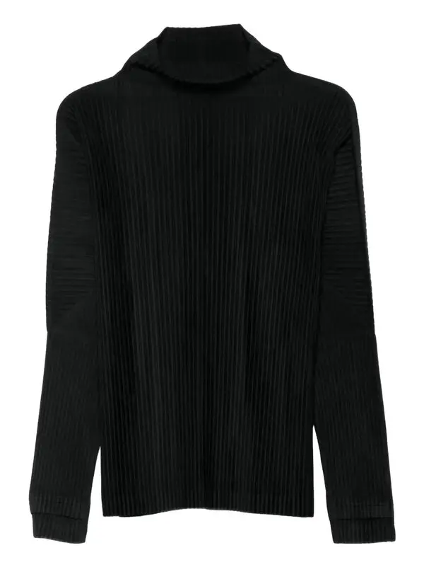 Issey Miyake Roll-neck Ribbed Top - Black