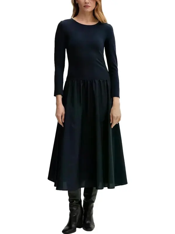 Gant Long-sleeve Gathered Midi Dress - Blue
