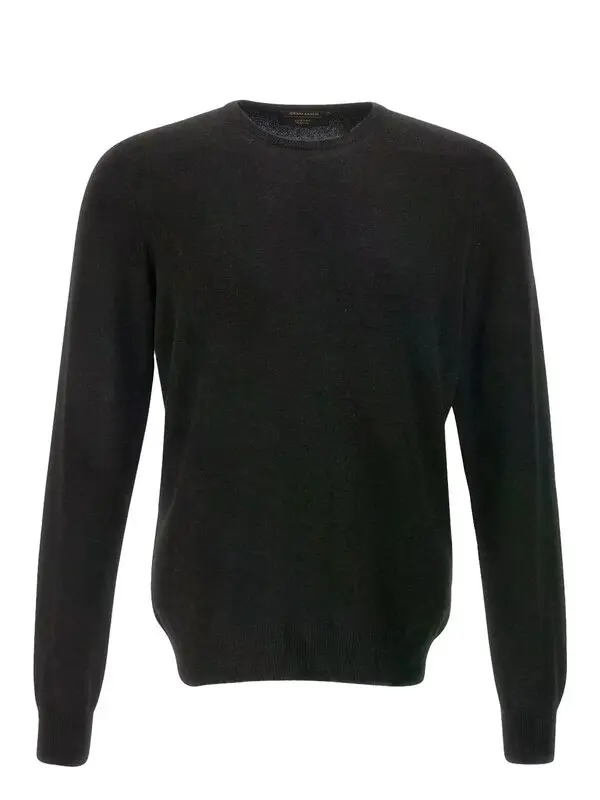 GRAN SASSO Crew Neck Sweater With Ribbed Trims - Black
