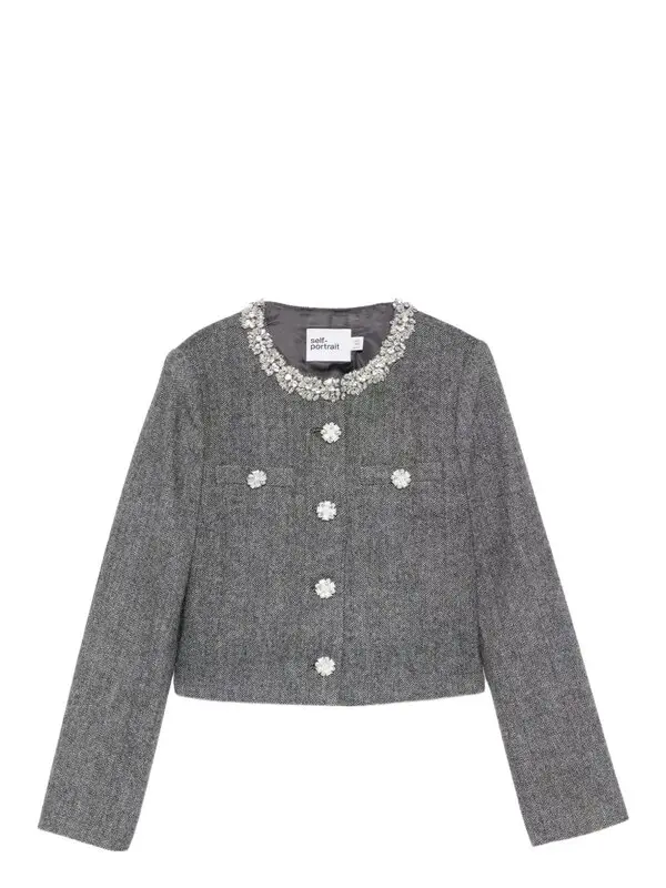 SELF-PORTRAIT Cropped Jacket - Grey