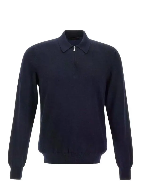 GRAN SASSO Long-sleeve Half-zip Polo Shirt - Blue