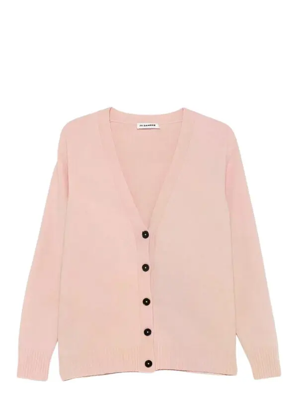 JIL SANDER Button Ribbed Hem Cardigan - Pink
