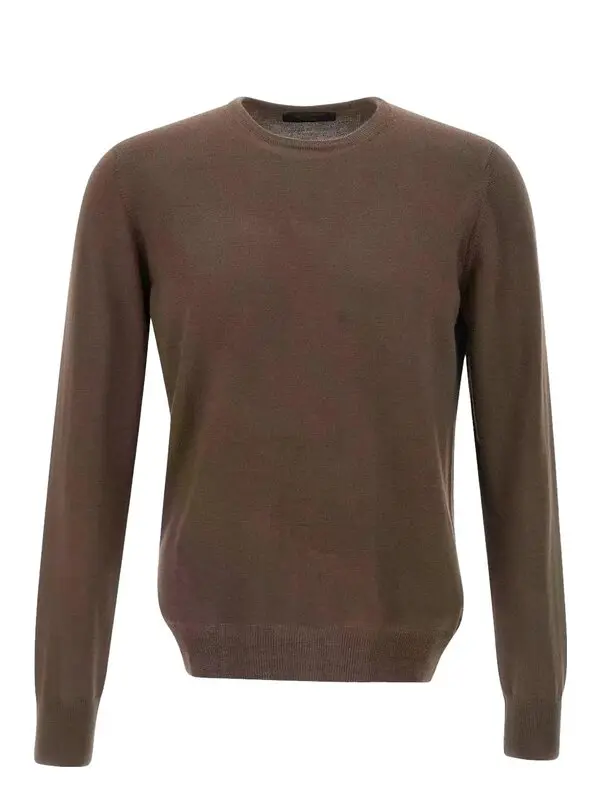 GRAN SASSO Long-sleeved Crew-neck Sweater - Brown