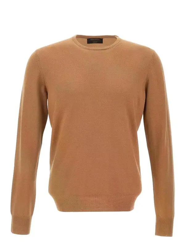 GRAN SASSO Crew-neck Ribbed-trims Sweater - Brown