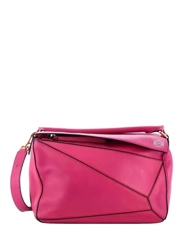 Loewe Puzzle Leather Medium Shoulder Bag - Pink