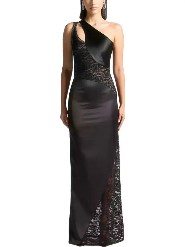 Manière De Voir Lace-trim One-shoulder Gown - Black