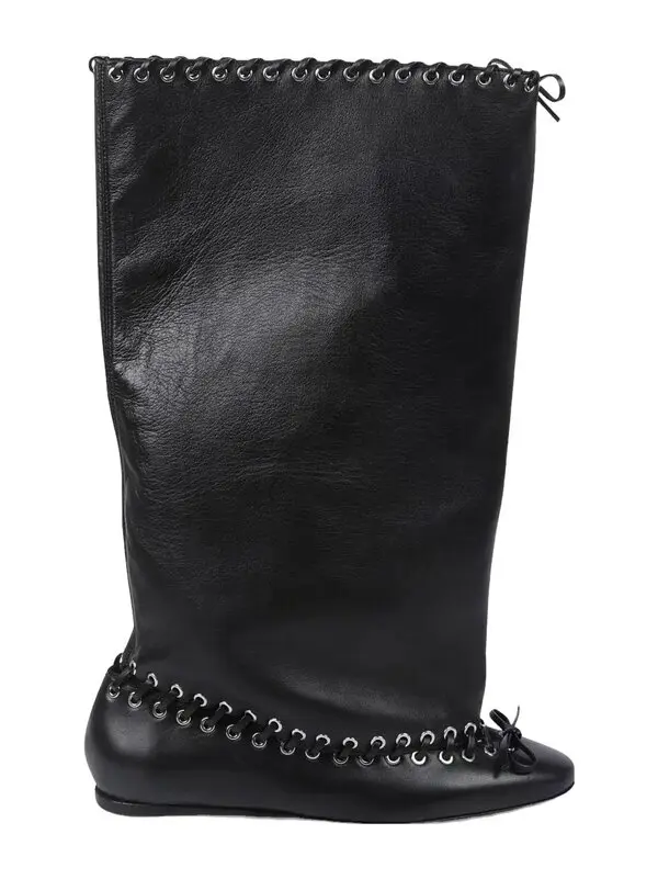 ALL IN Eyelet Level Flat Boots - Black