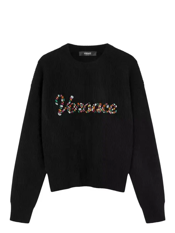 Versace Embroidered Sweater - Black