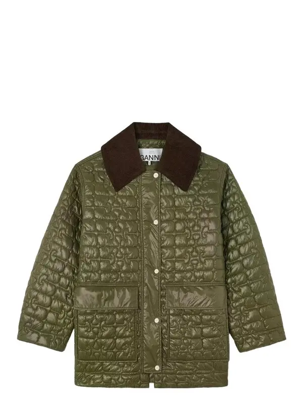 GANNI Quilted Pocket Jacket - Green