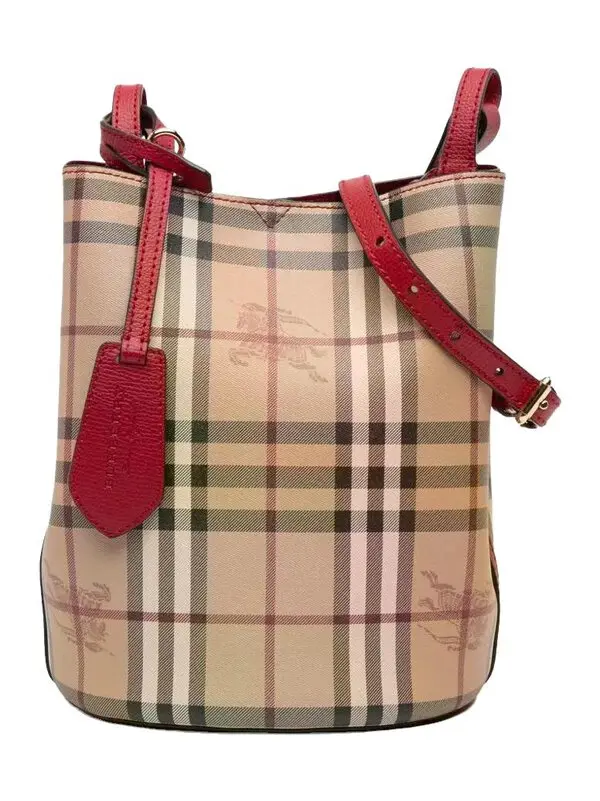 Burberry Haymarket Check Lorne Bucket Bag - Brown