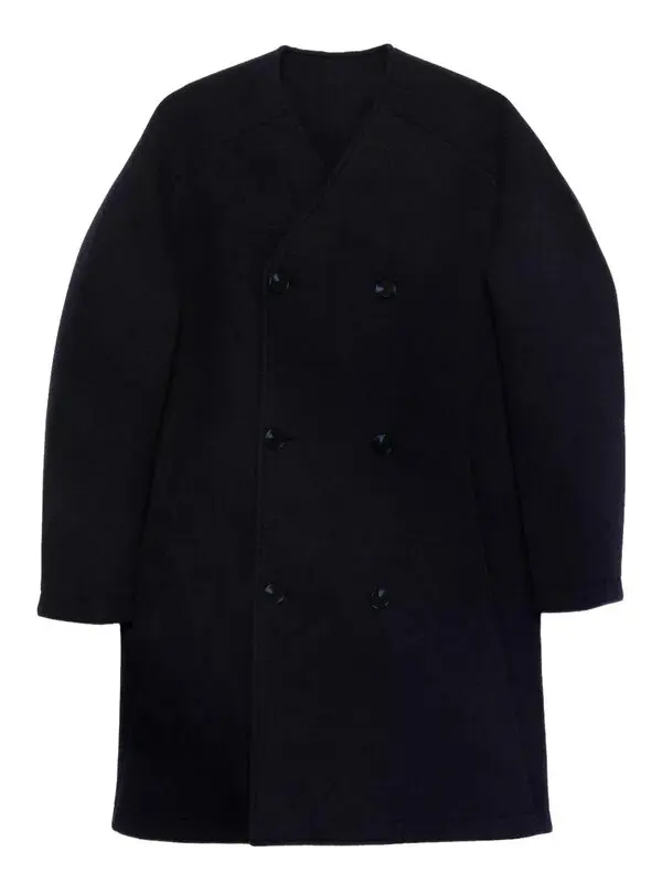 MACRON Karl Collarless Double-breasted Coat - Blue