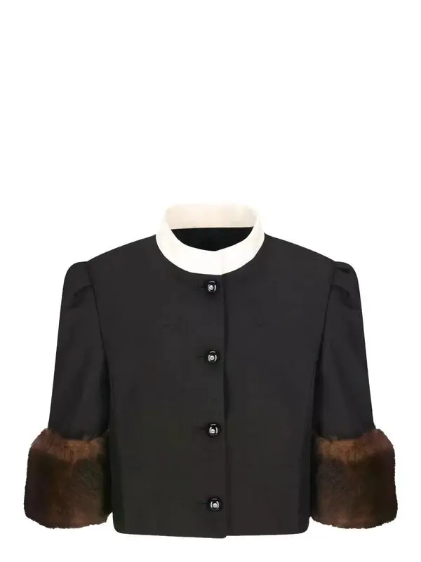 Valentino Garavani Single-breasted Jacket With Fur Trim - Black