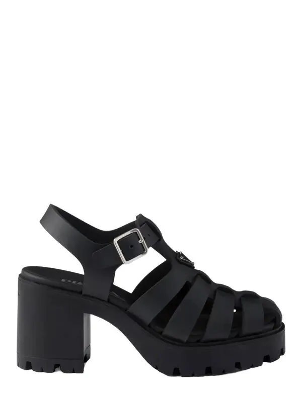 Prada 90mm Platform Sandals With Metal Buckle - Black