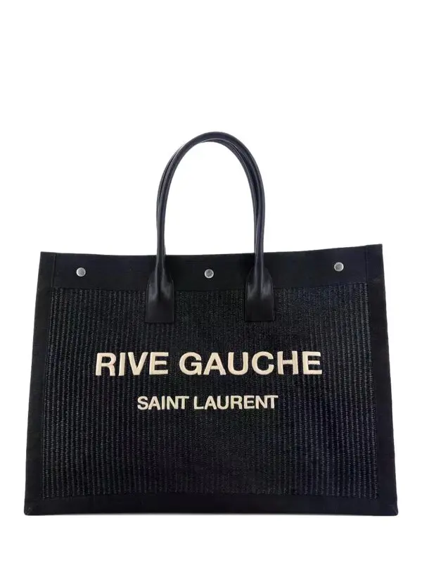 Saint Laurent Rive Gauche Large Raffia Tote Bag - Black