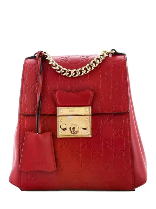 Gucci Padlock Sima Leather Mini Backpack - Red