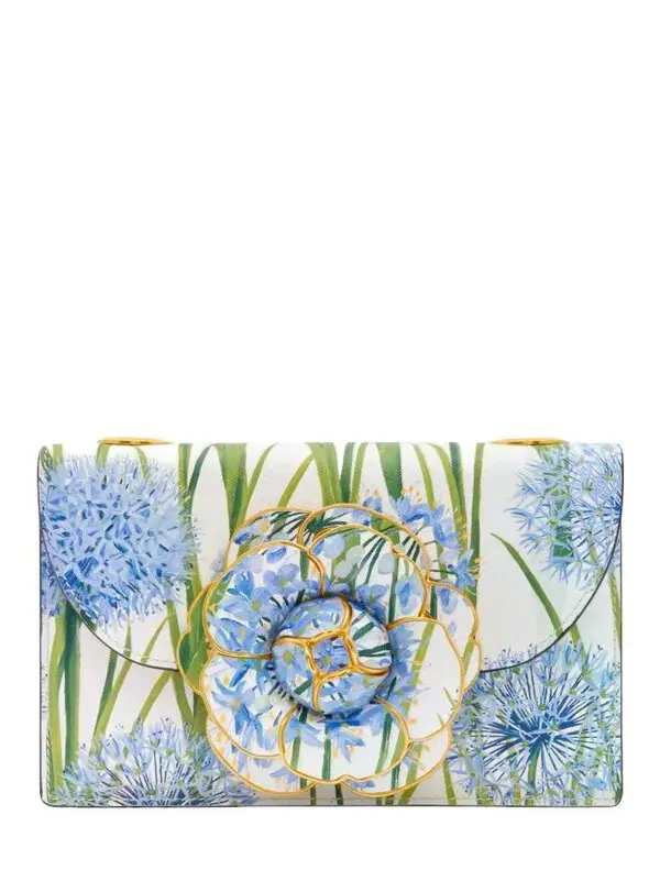 Oscar De La Renta Floral-appliqué Shoulder Bag - Blue