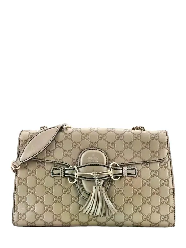 Gucci Emily Chain Flap Shoulder Bag Ssima Leather Medium - Gold