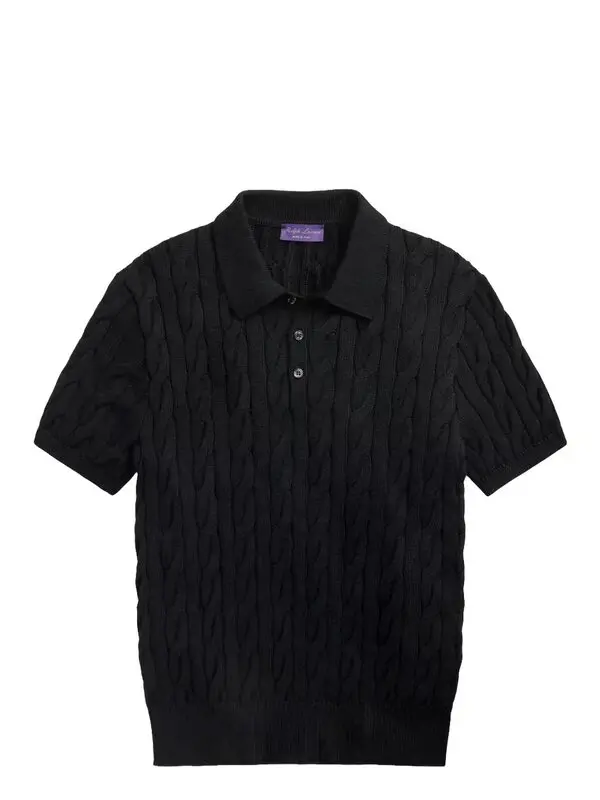 Ralph Lauren Purple Label Cable-knit Polo Sweater - Black