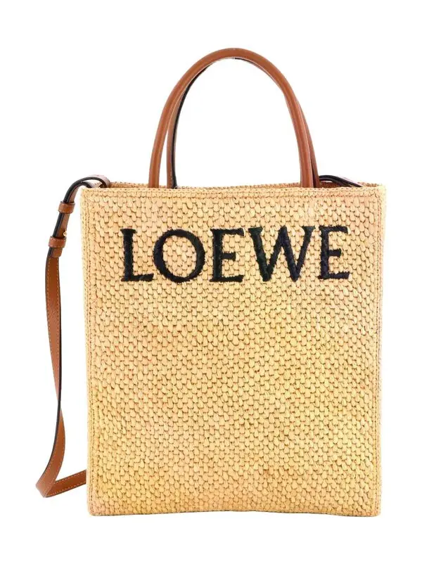 Loewe Raffia And Leather North South Tote Bag - Black