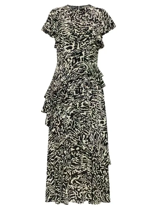 Ulla Johnson Amaia Ruffled Animal-print Maxi Dress - Black