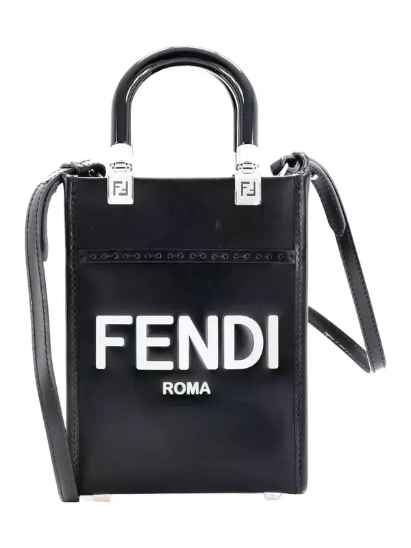 Fendi Sunshine Shopper Mini Tote Crossbody Bag - Black