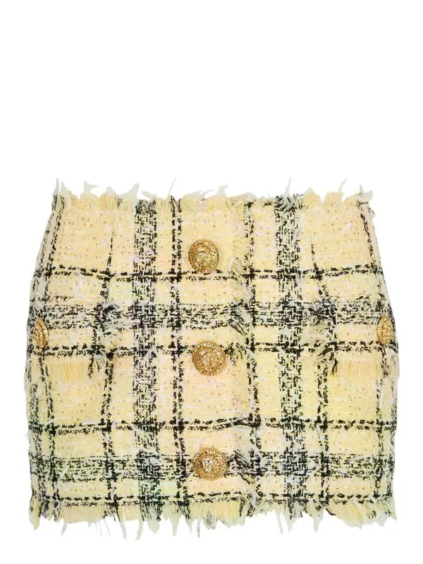 Balmain Tweed Buttoned Skirt - Yellow