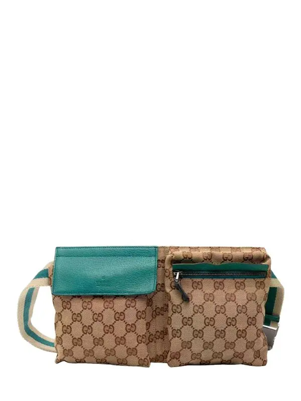 Gucci Gg Canvas Web Double Pocket Belt Bag - Blue
