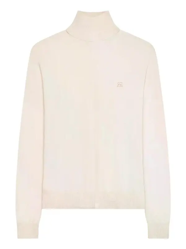 COURREGES Mock-neck Merino Wool Sweater - Neutrals