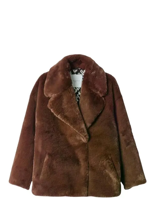 GAELLE Pelliccia Lapel Coat - Brown