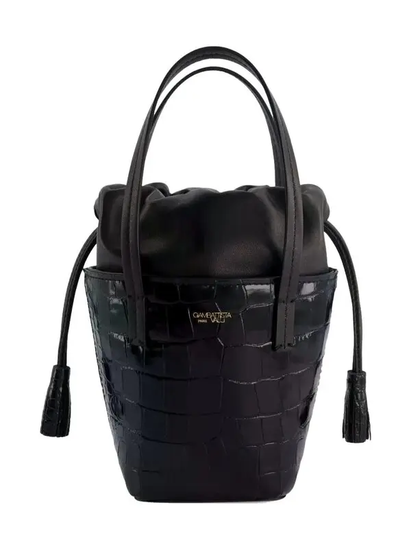 Giambattista Valli Croco-effect Bucket Bag - Black
