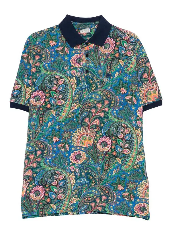 Etro Paisley-print Polo Shirt - Blue
