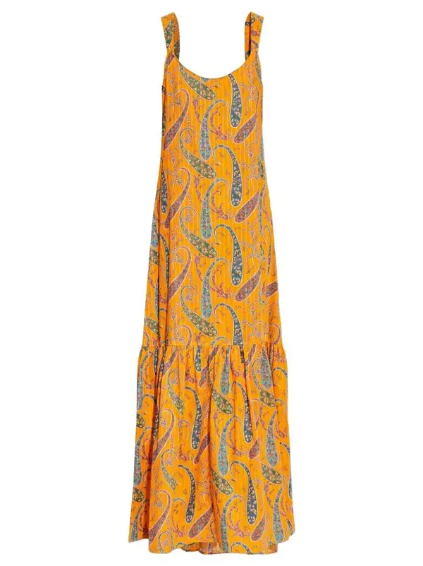 Etro Paisley-pattern Ruffled Maxi Dress - Orange