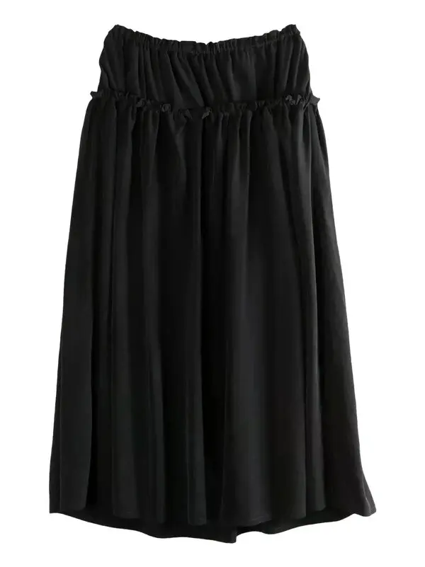 Y’s Ruffled Drawstring Midi Skirt - Black