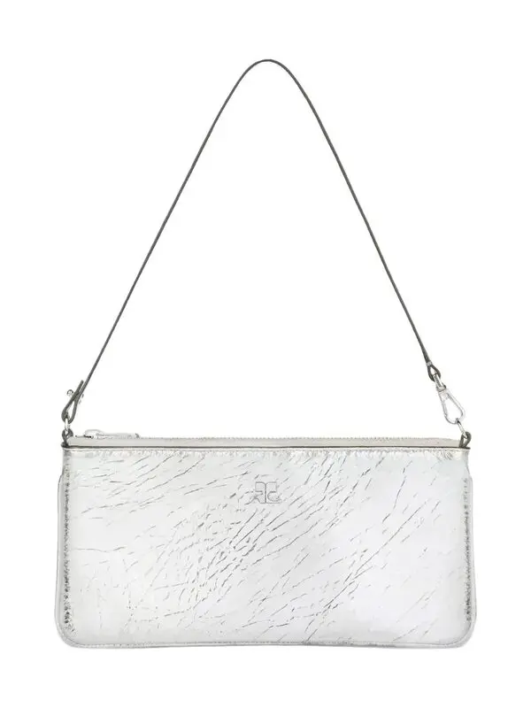 COURREGES Zipped Leather Shoulder Bag - Silver