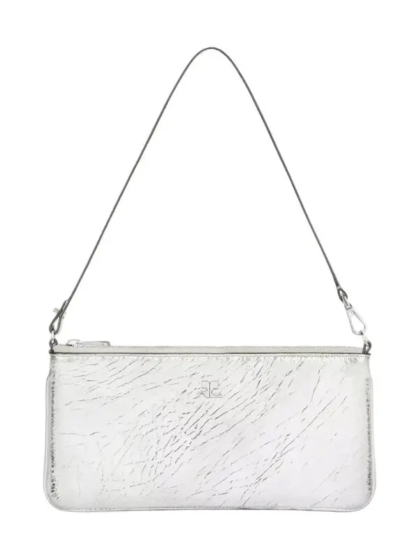 COURREGES Zipped Leather Shoulder Bag - Silver