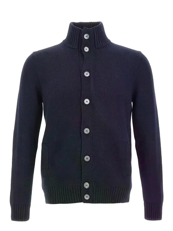 GRAN SASSO Button-fastening High-neck Cardigan - Blue