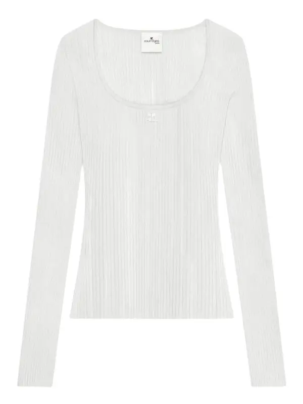 COURREGES Ribbed Knit T-shirt - White