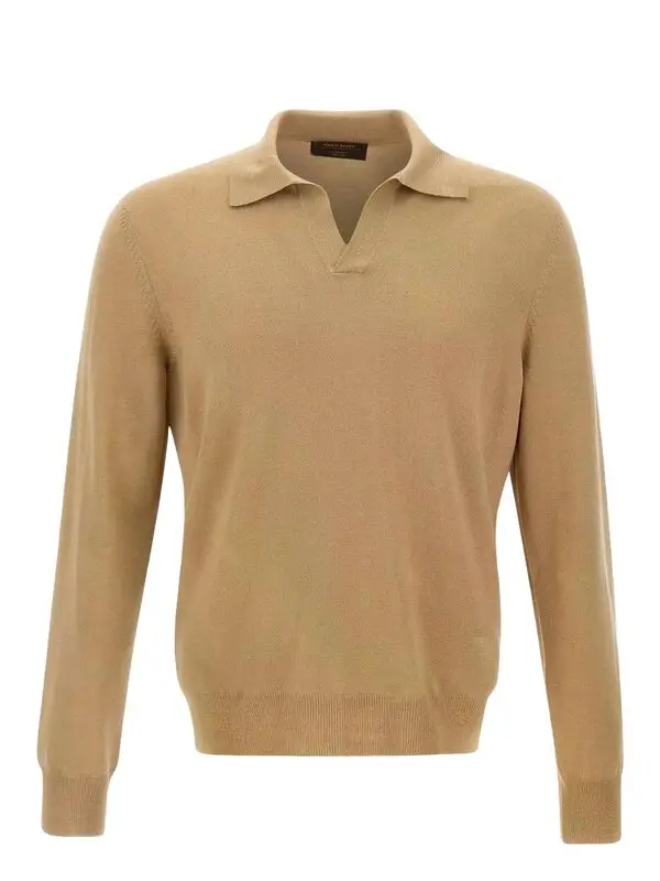 GRAN SASSO Long-sleeve Open-collar Sweater - Neutrals