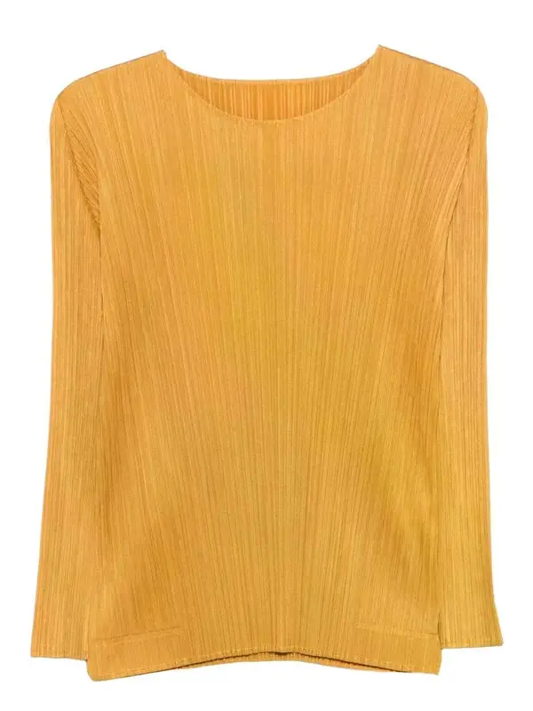Issey Miyake Pleated Long-sleeve Blouse - Yellow