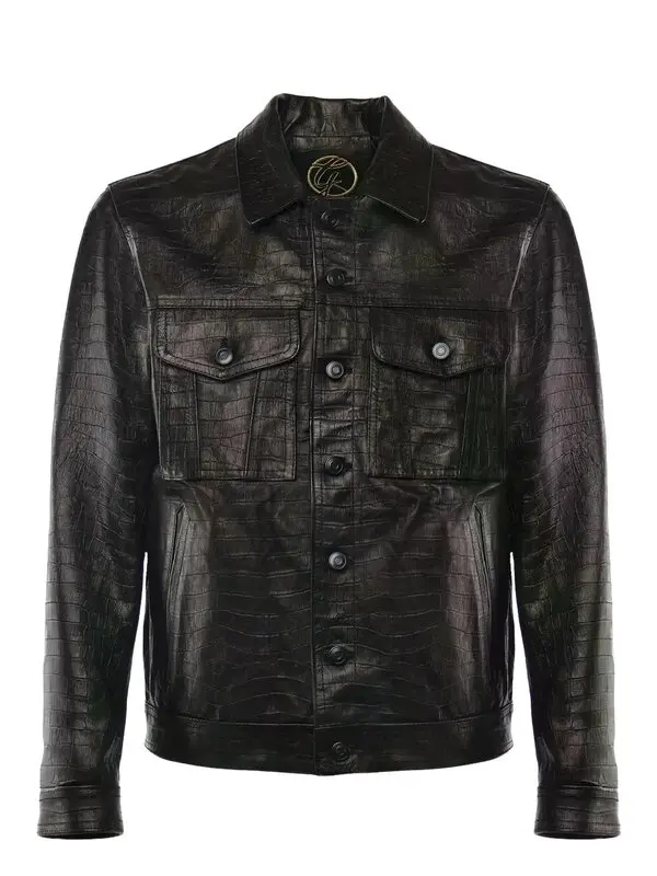 GIULIANO GALIANO Julius Pocket Leather Jacket - Black