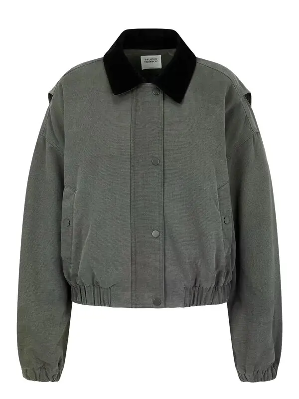 TOMBOY Collared Cotton Jacket - Green